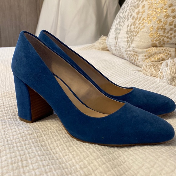 1. State | Shoes | State Block Heel Blue Suede Pumps 85m | Poshmark